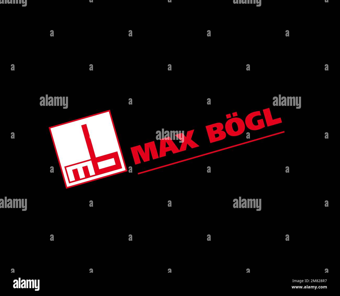 Max Boegl, rotated logo, black background Stock Photo - Alamy
