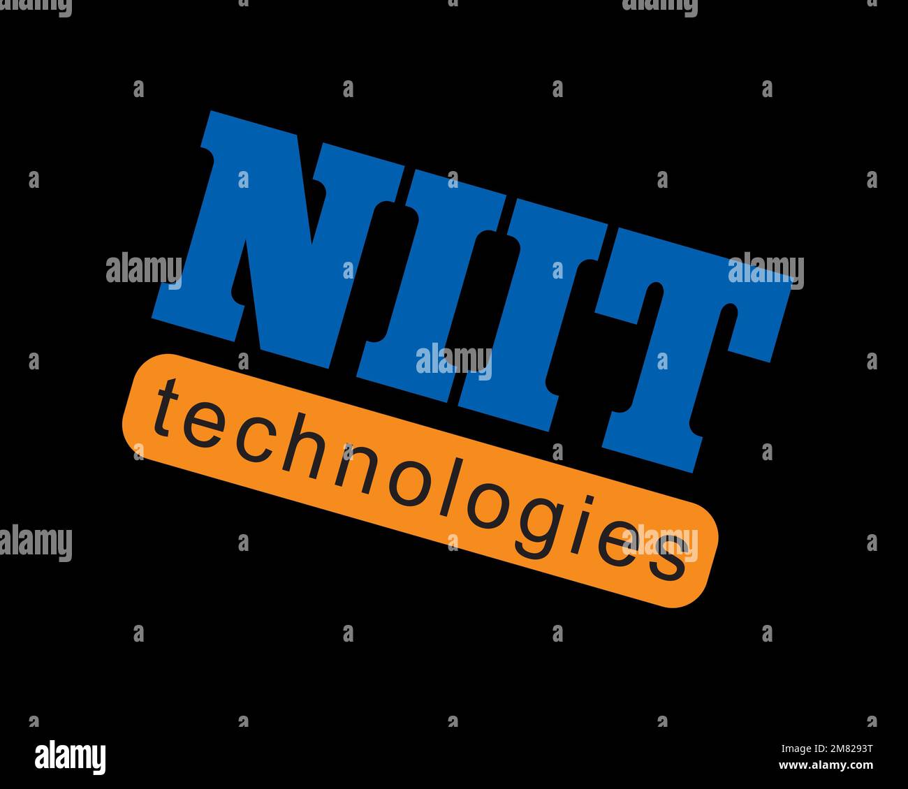 NIIT Technologies, rotated logo, black background B Stock Photo - Alamy