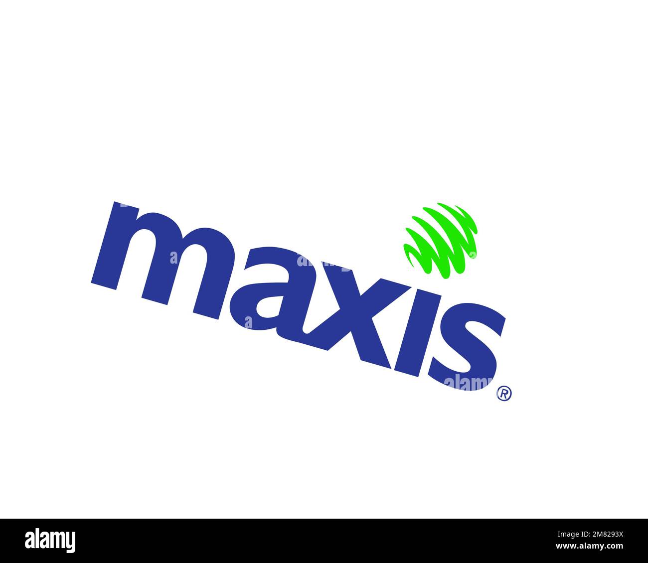 Maxis Communications, rotated logo, white background B Stock Photo - Alamy