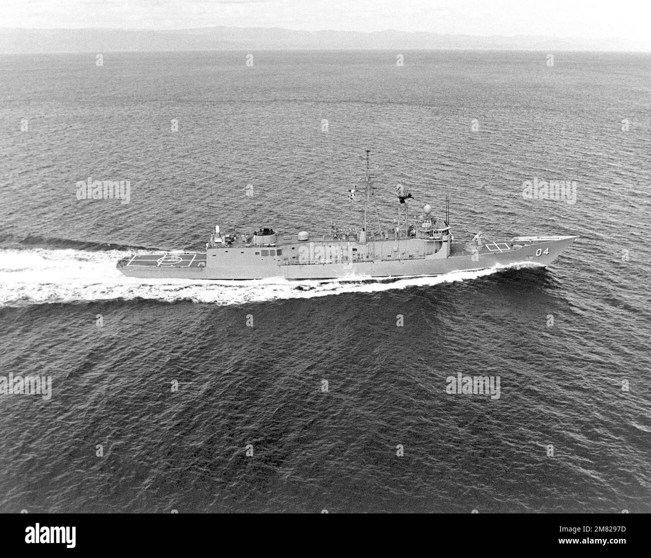 Aerial starboard beam view of the HMAS DARWIN (F 04) underway. This ...