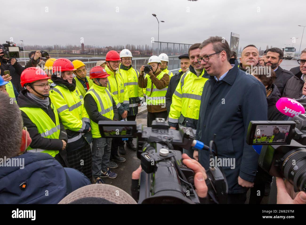 Surcin, Serbia. 11th Jan, 2023. Serbian President Aleksandar Vucic (R ...