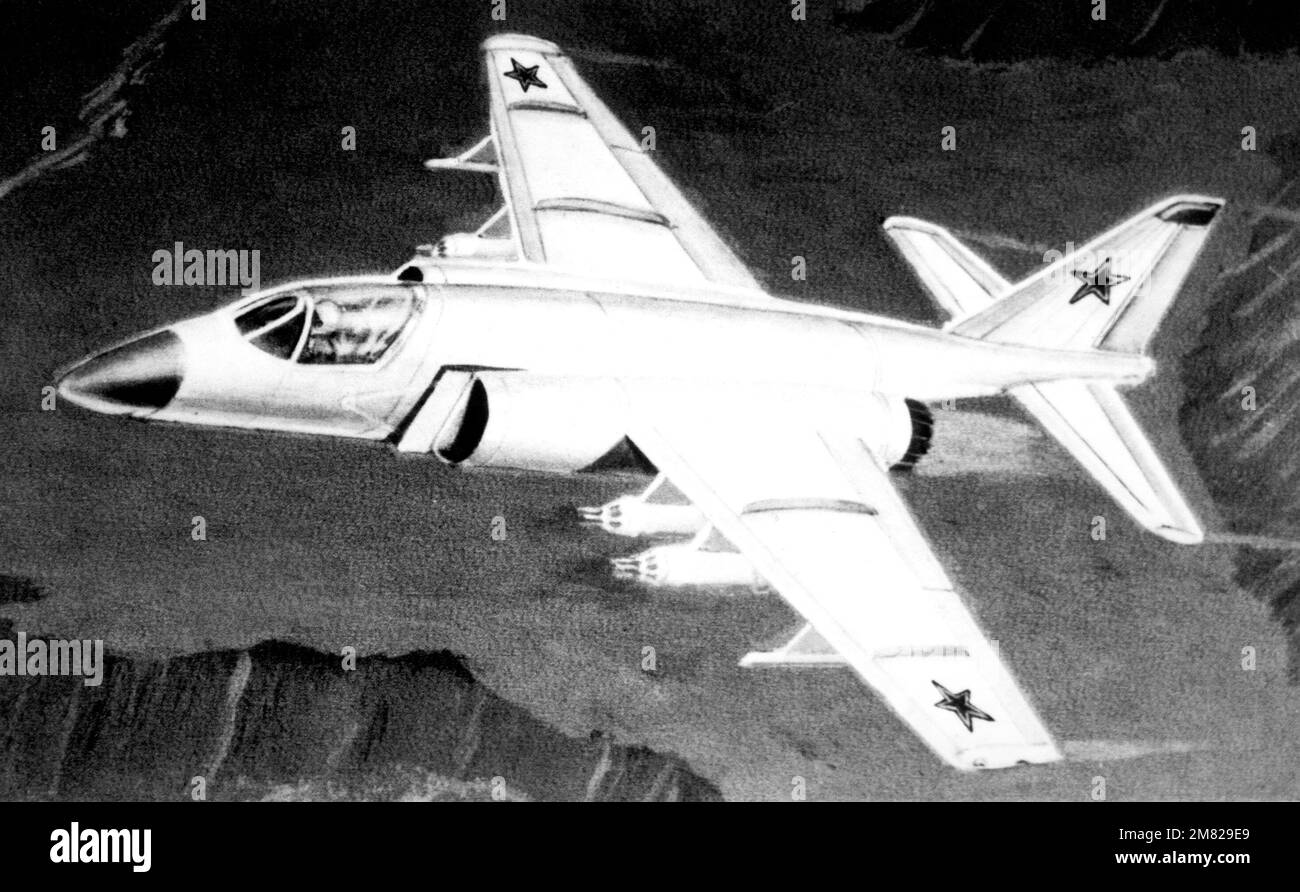 Artist's concept of the Soviet Su-25 Frogfoot aircraft. Courtesy of ...