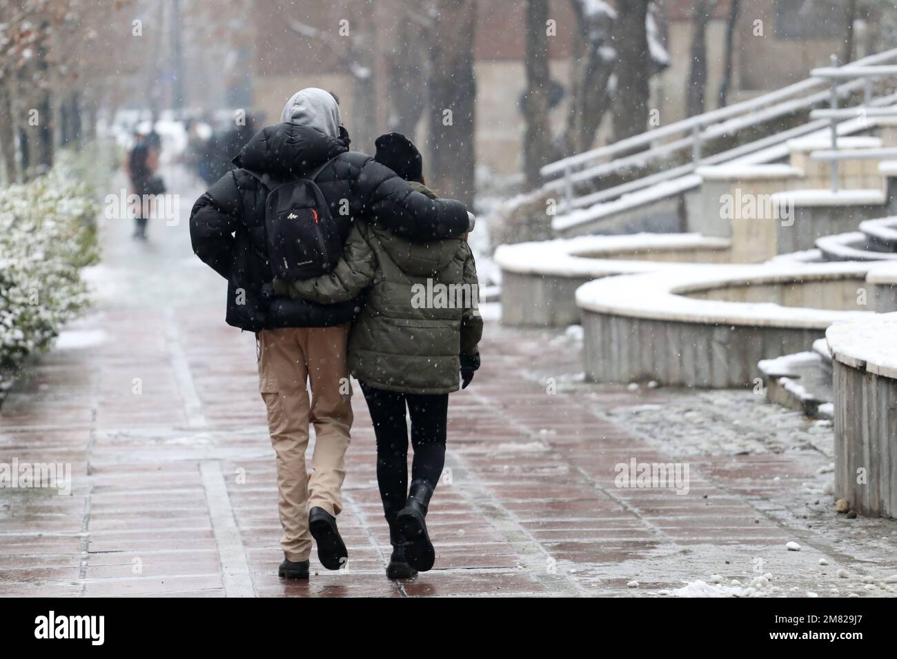 Tehran, Tehran, Iran. 11th Jan, 2023. A young Iranian couple walks in ...