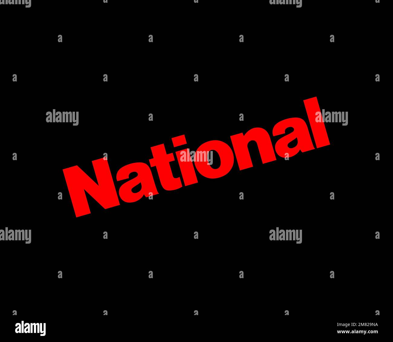 National brand, rotated logo, black background Stock Photo - Alamy