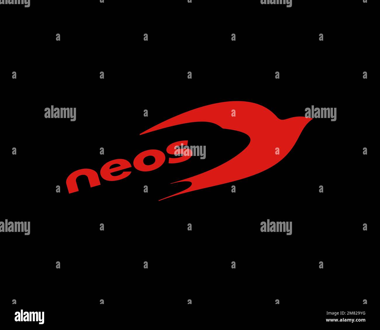 Neos airline, rotated logo, black background Stock Photo - Alamy