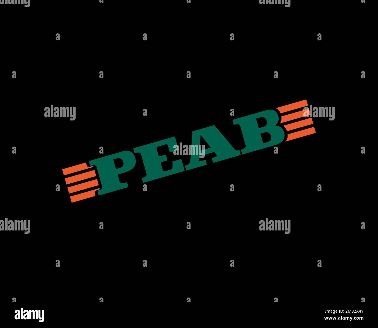 Peab, rotated logo, black background Stock Photo - Alamy