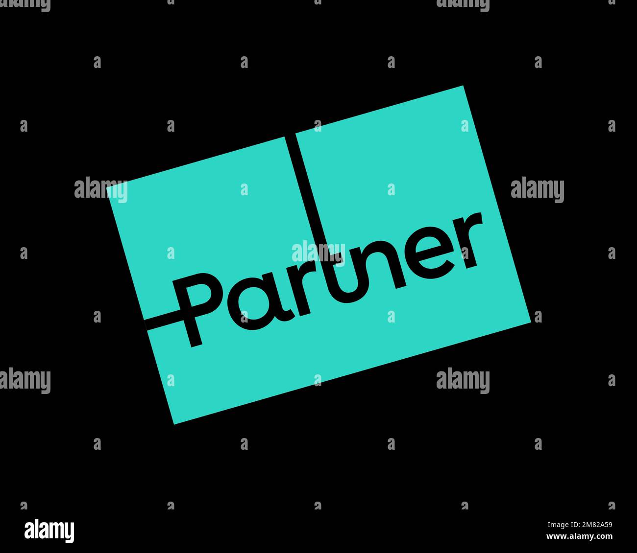 Partner Communications Company, rotated logo, black background Stock ...
