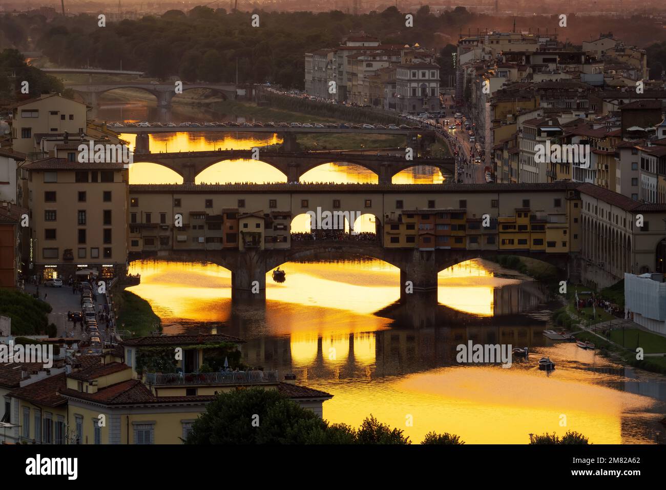 Florence bridges at sunset taken in May 2022 Stock Photo - Alamy