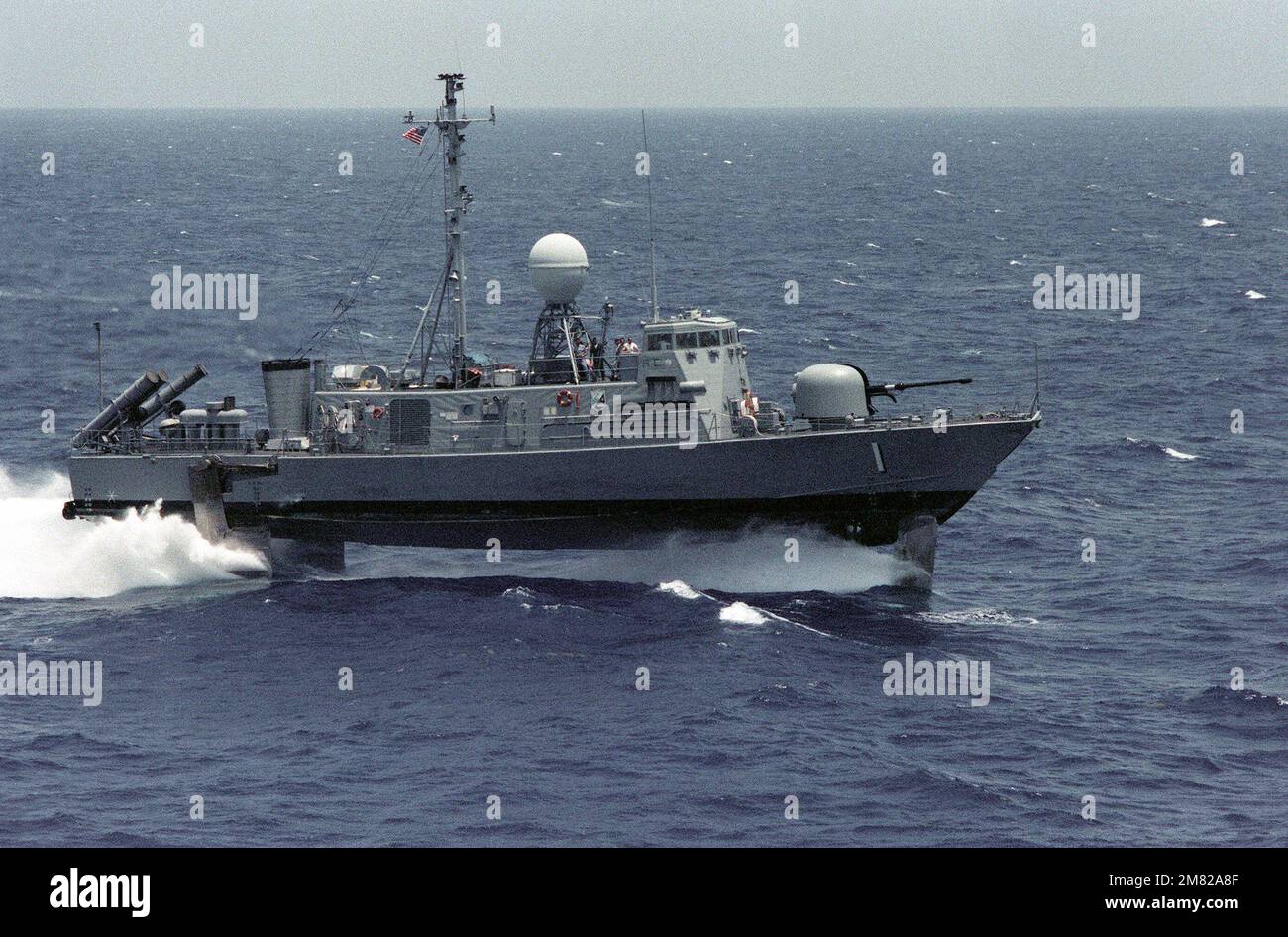 A starbaord view of the patrol combatant-missile (hydrofoil) USS ...