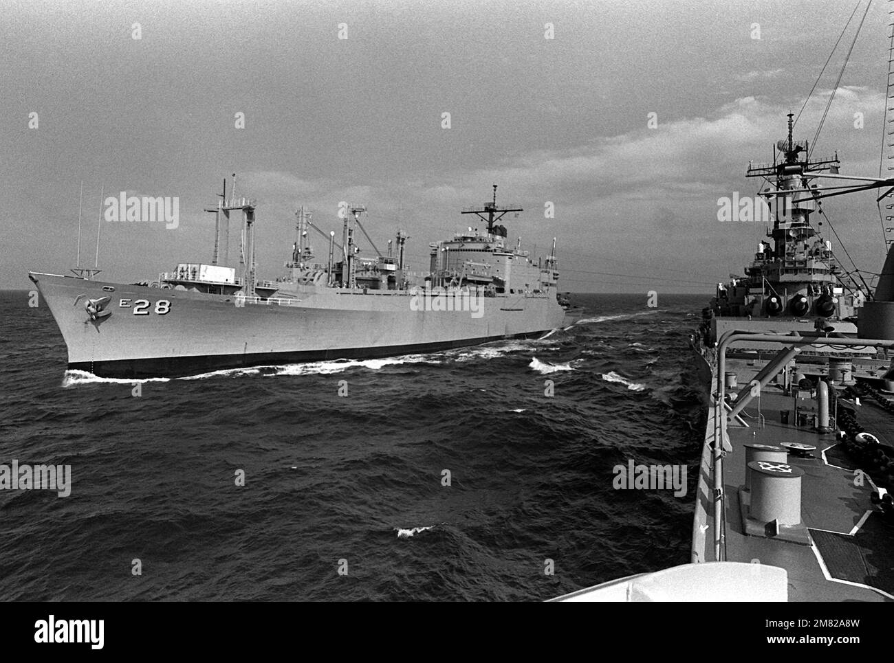 A port bow view of the ammunition ship USS SANTA BARBARA (AE-28 ...