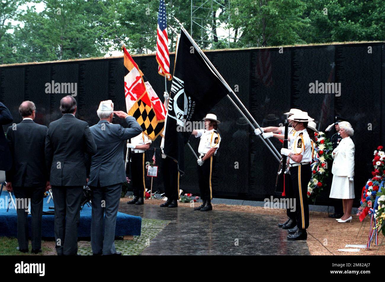 A Maryland State Police color guard participates in a wreath-laying ...
