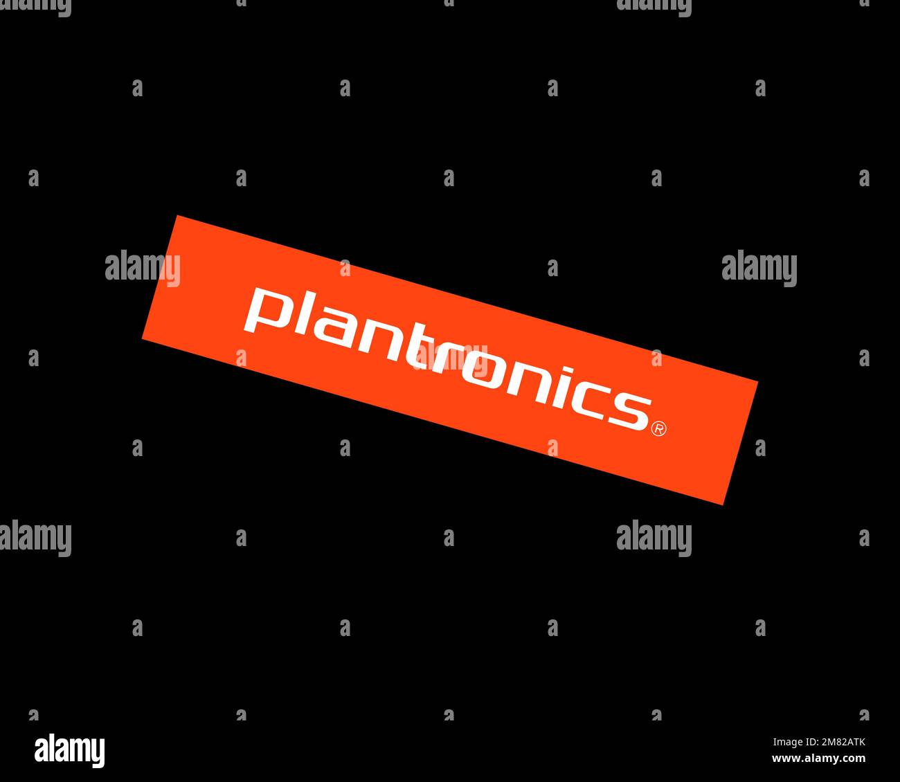Plantronics, rotated logo, black background B Stock Photo - Alamy