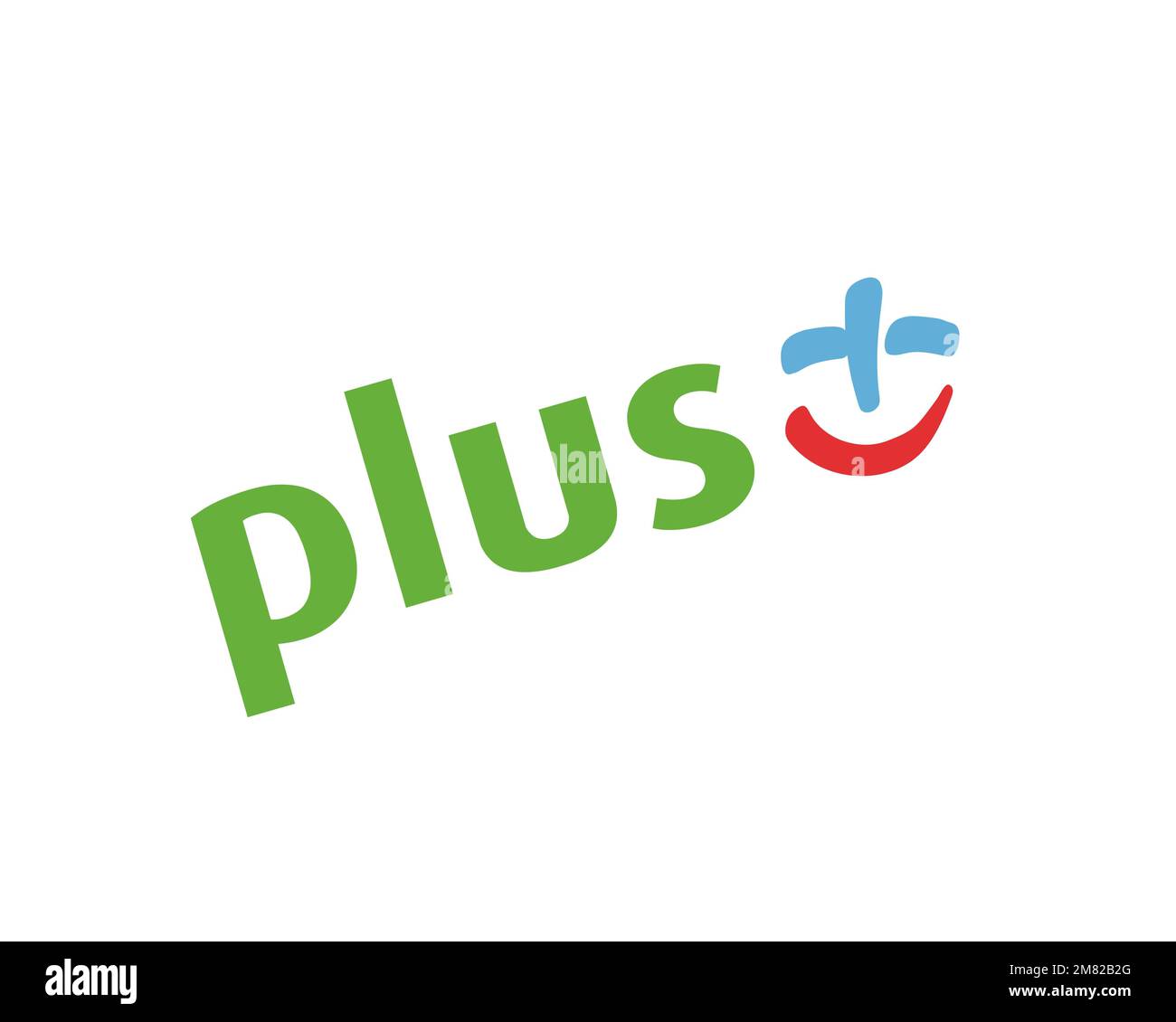 Plus telecommunications Poland, rotated logo, white background Stock ...