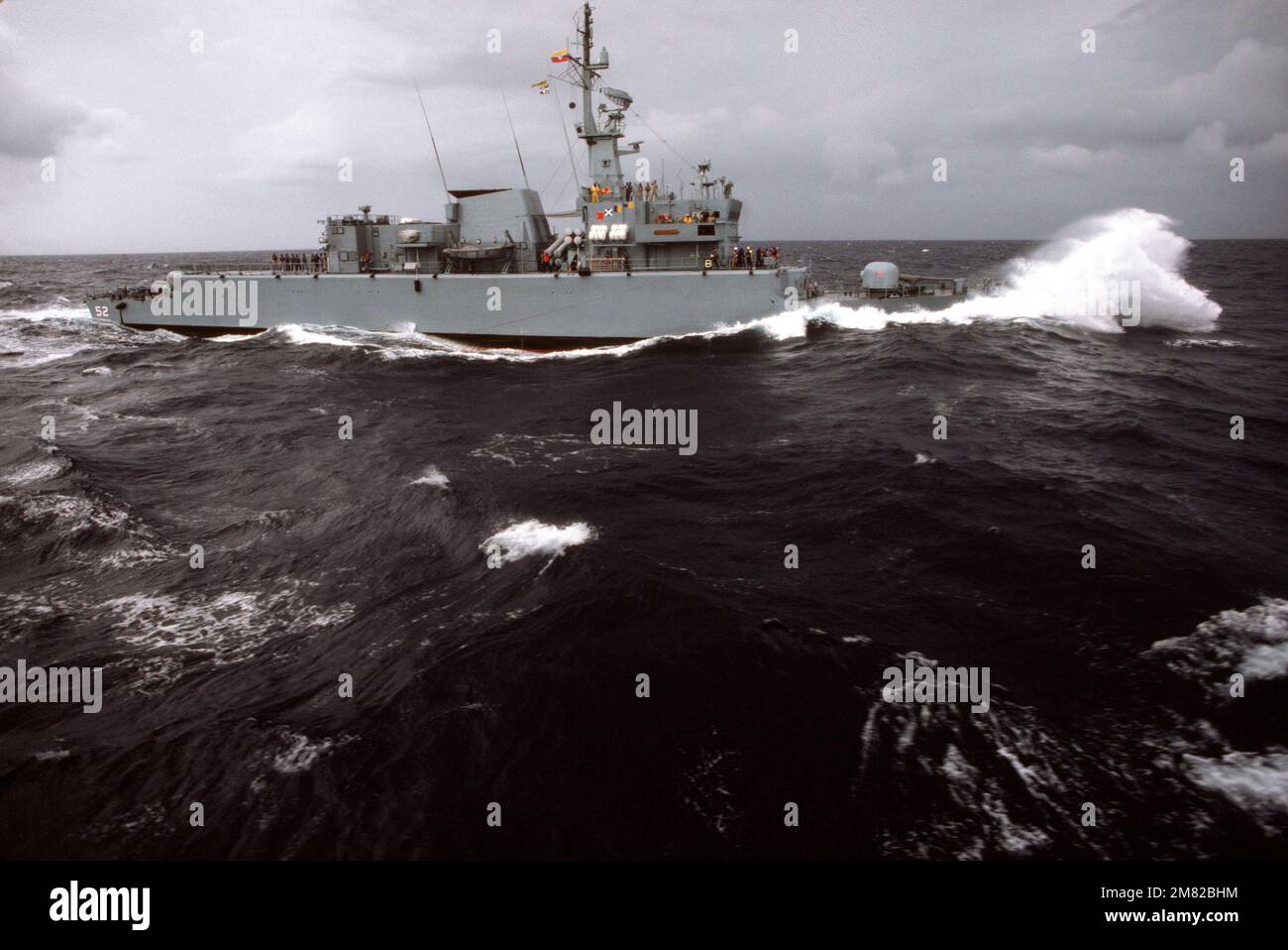 A starboard side view of the Colombian frigate CALDAS (CM 52) underway ...