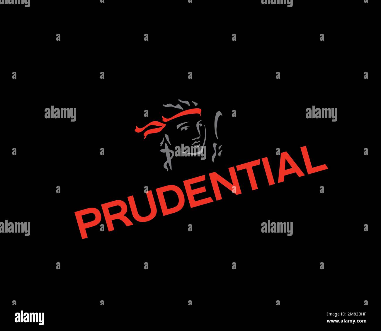 Prudential plc, rotated logo, black background Stock Photo - Alamy