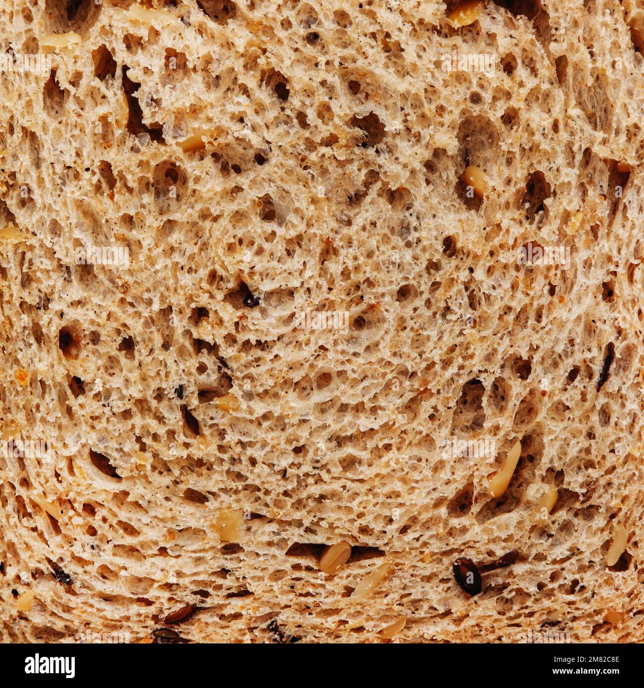 Texture of toast rye wheat whole grain bread with flax and sunflower ...