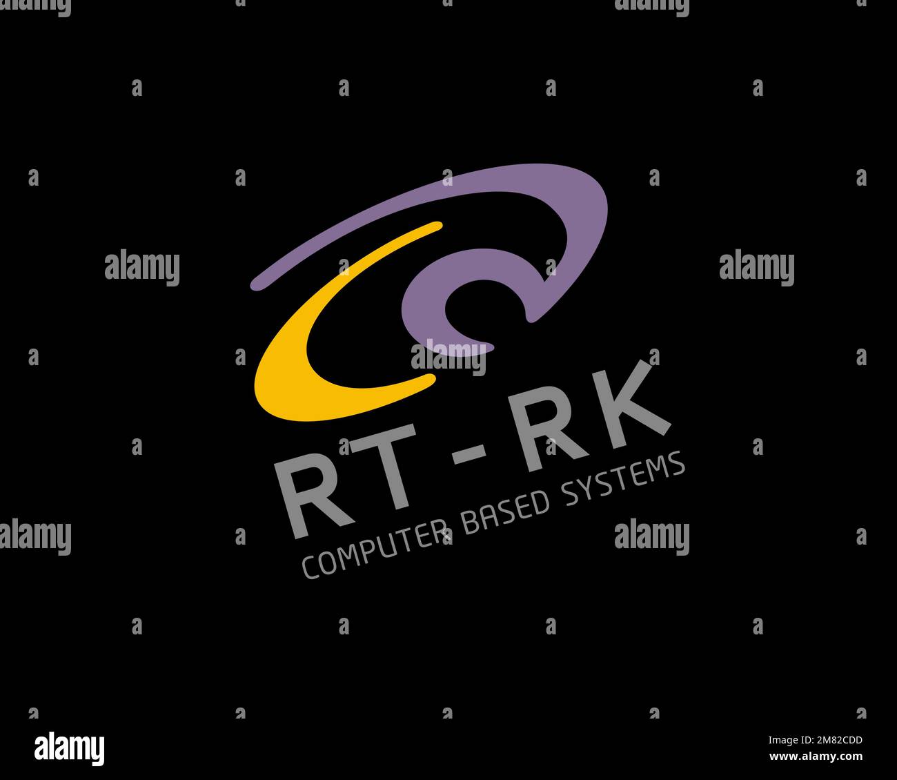 RT RK, rotated logo, black background Stock Photo - Alamy