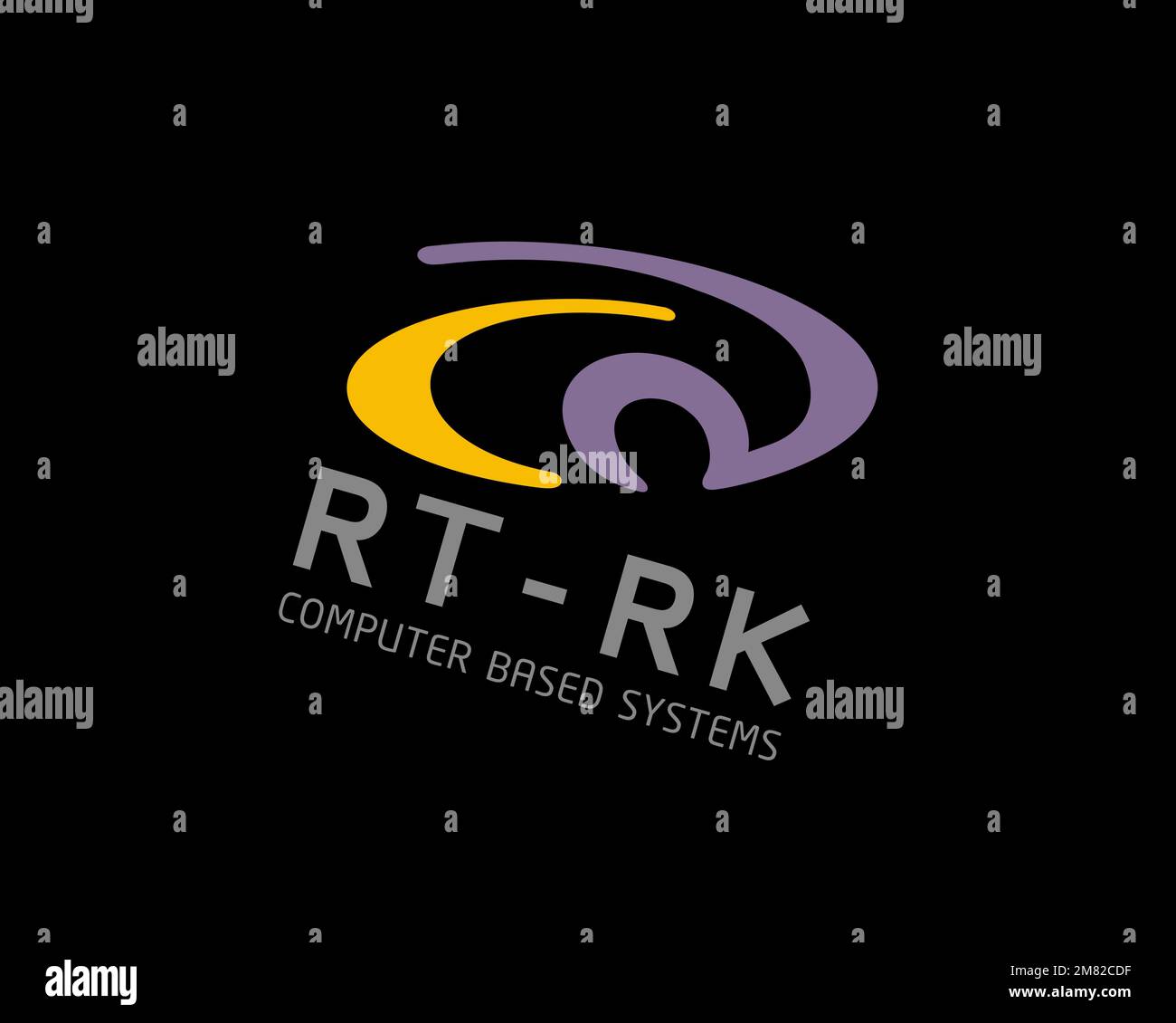 RT RK, rotated logo, black background B Stock Photo - Alamy