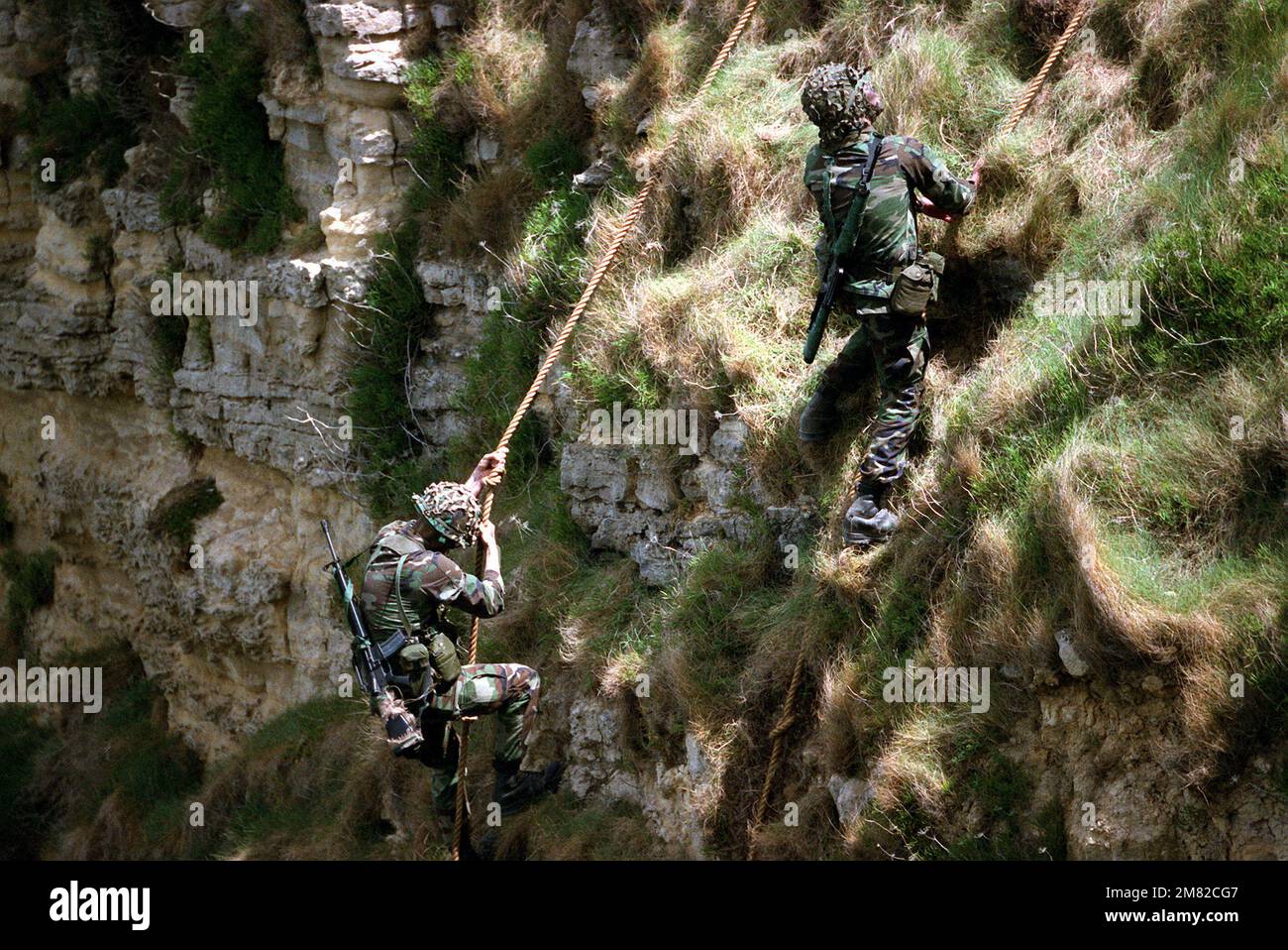 Members of the 2nd Ranger Battalion, U.S. Army, participate in the re ...