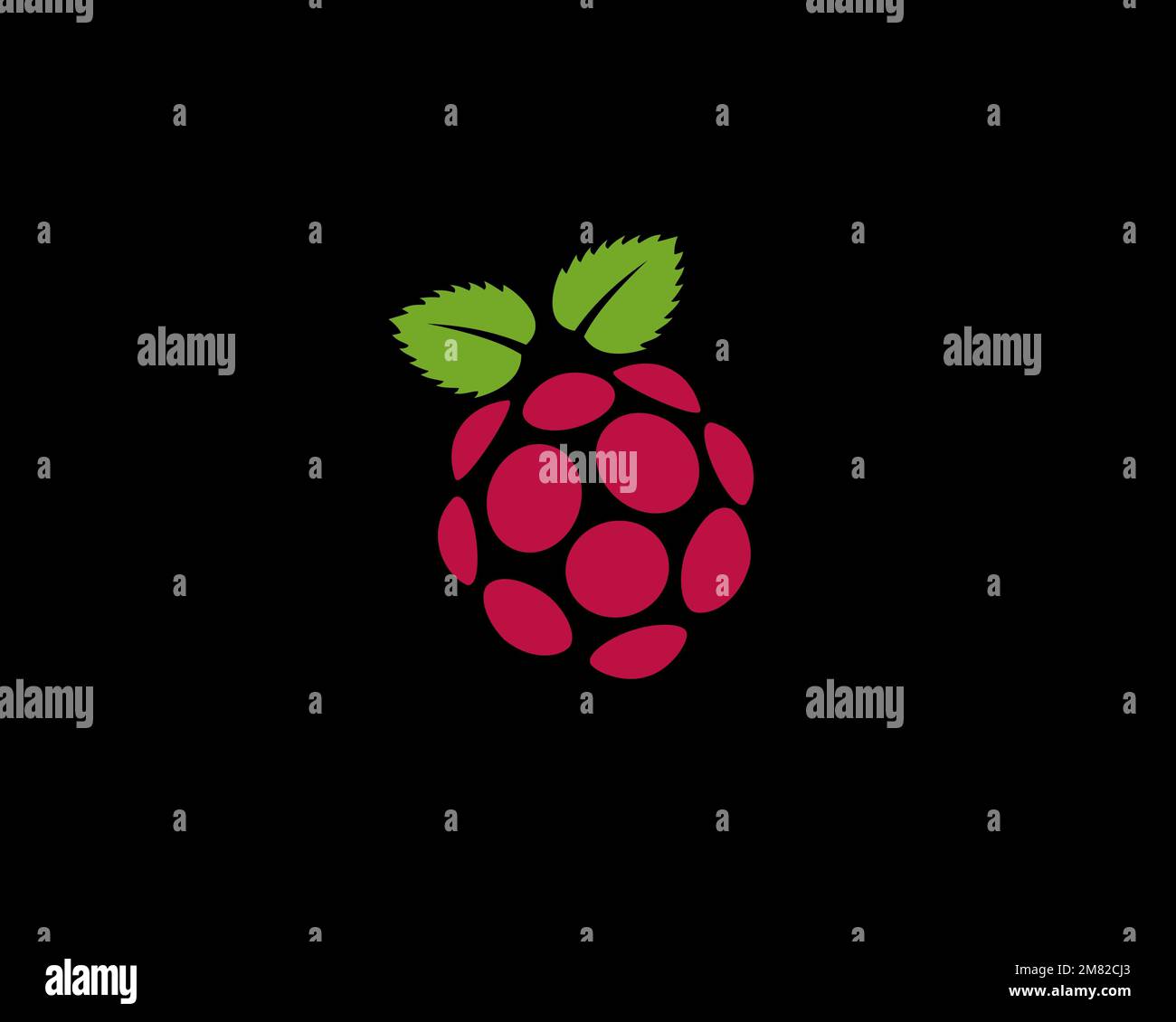 Raspberry Pi, rotated logo, black background Stock Photo - Alamy