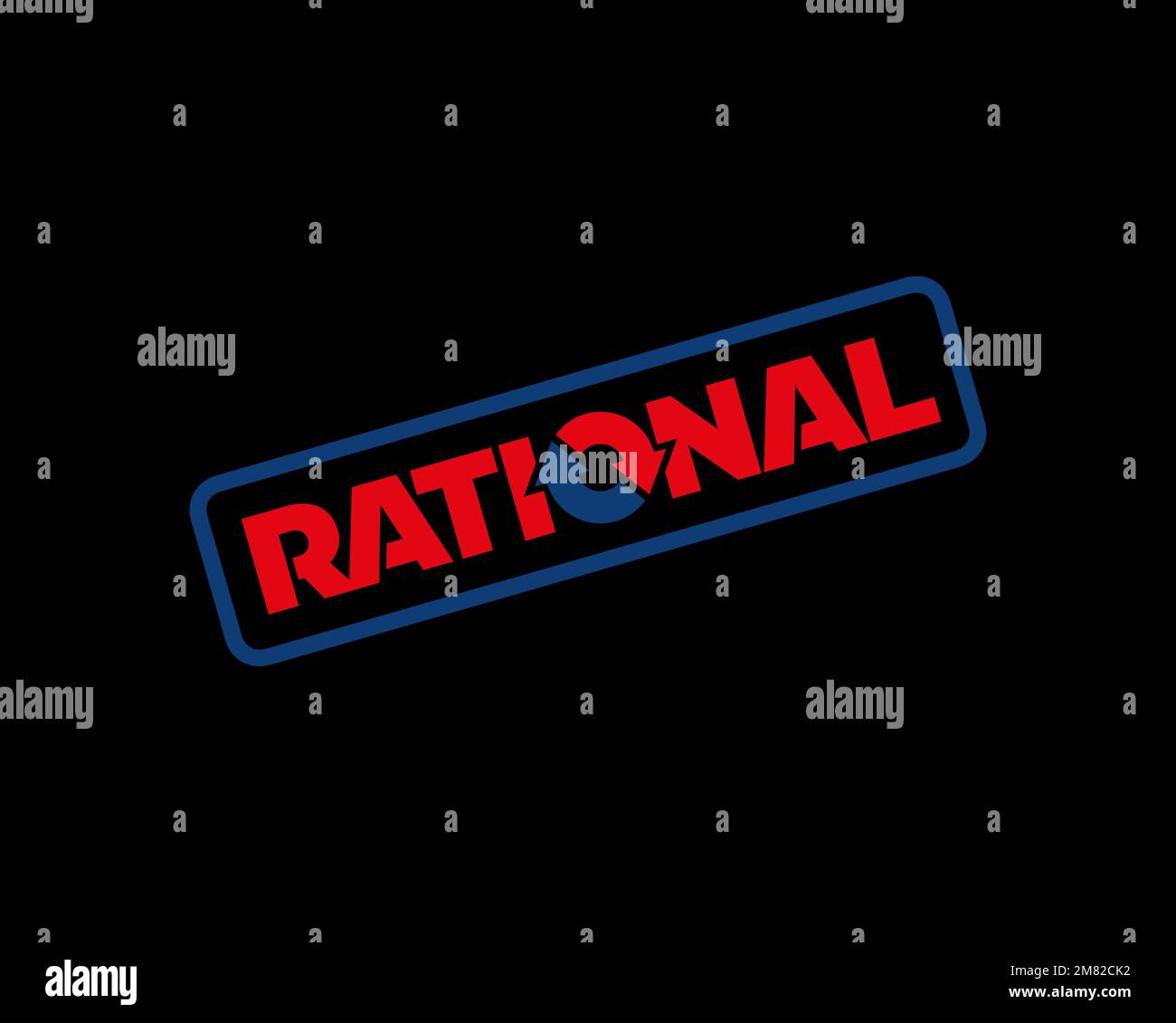 Rational AG, rotated logo, black background Stock Photo - Alamy