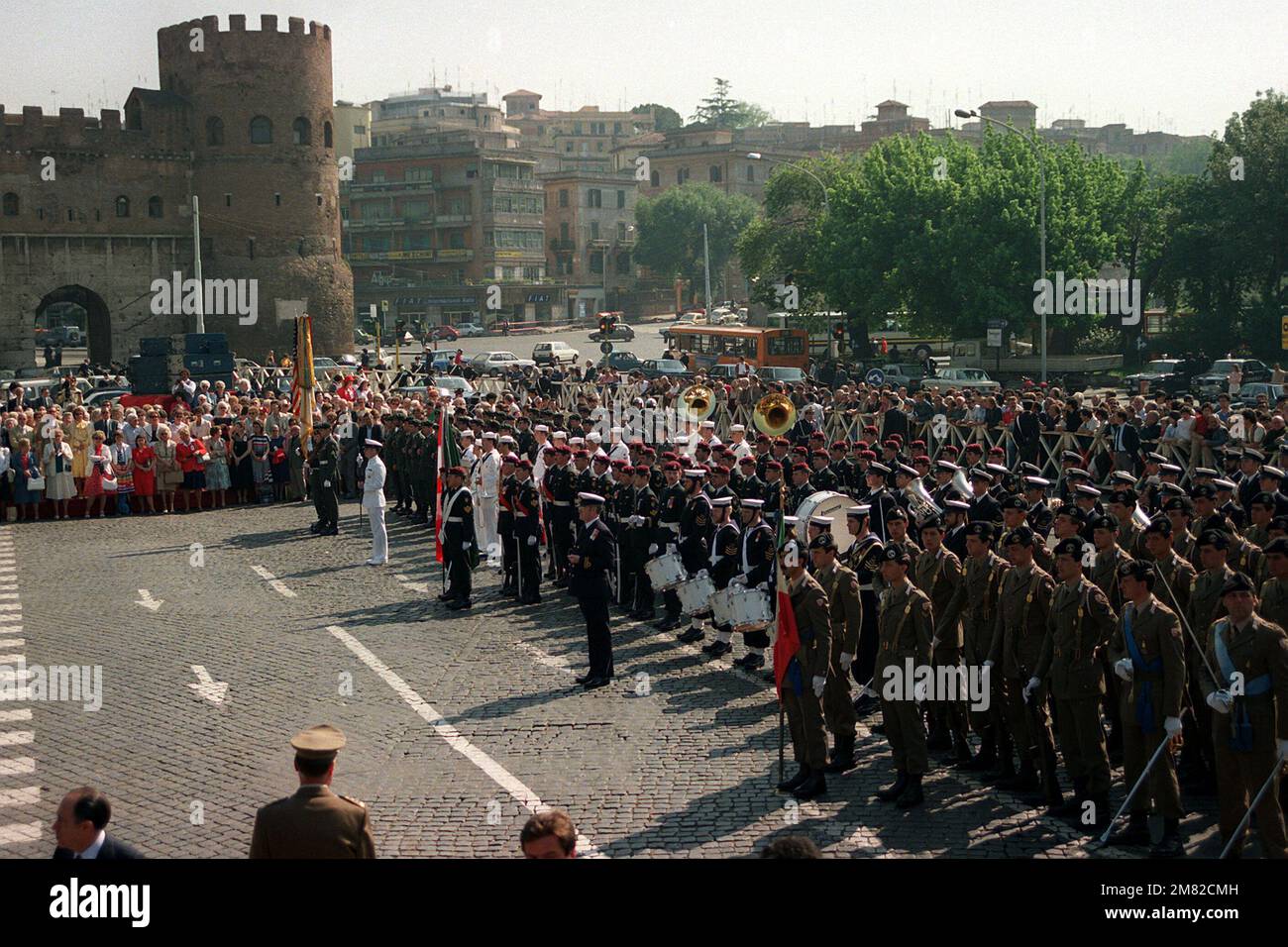 Members of the Italian armed forces stand in formation during a ...