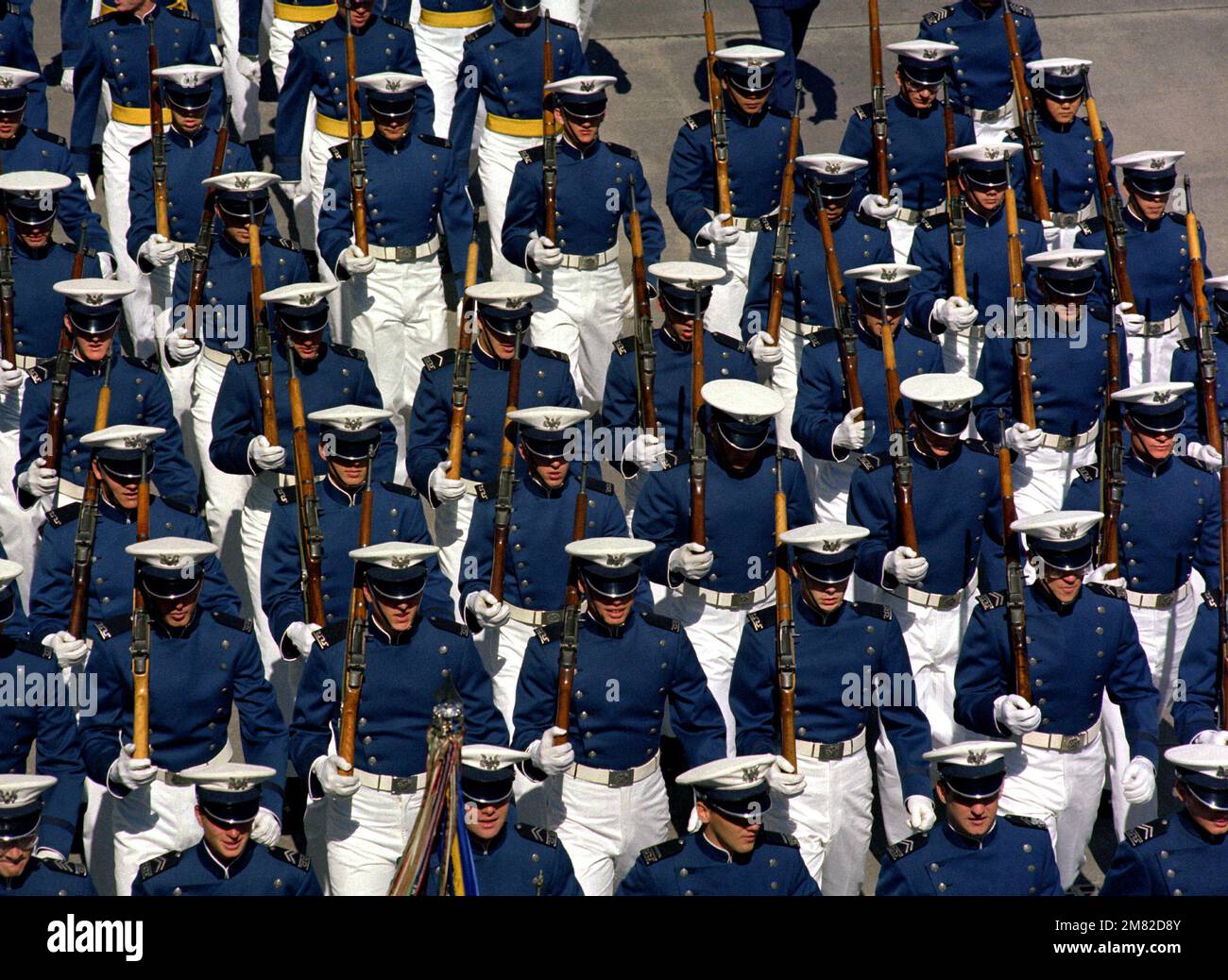 Cadets march in formation during a ceremony at the U.S. Air Force ...