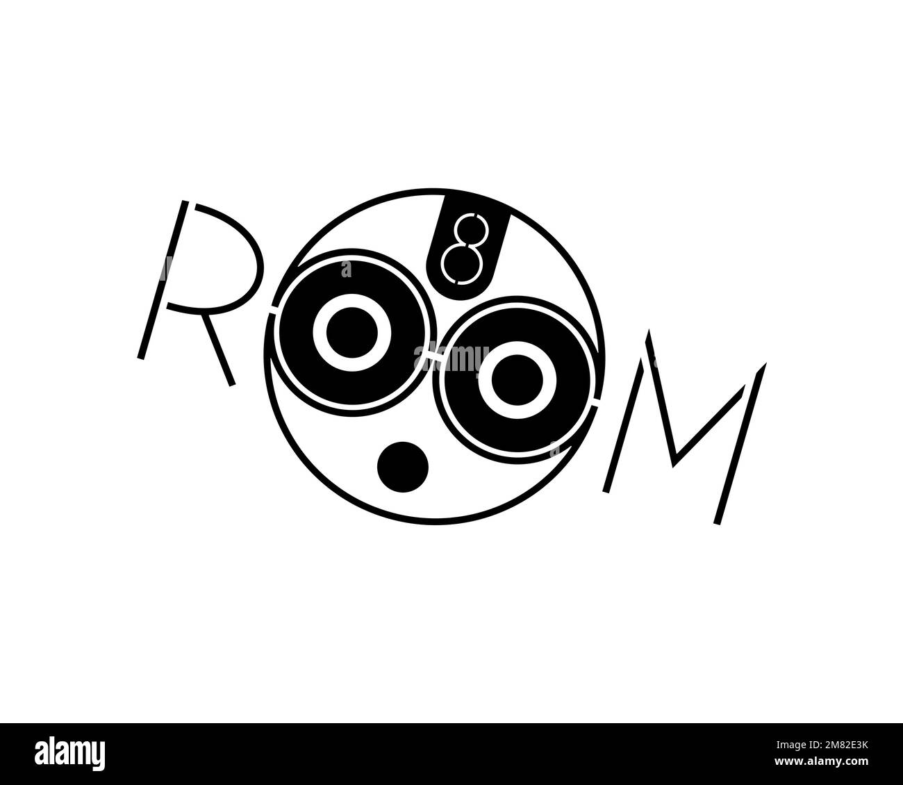 Room 8 Studio, Rotated Logo, White Background B Stock Photo - Alamy