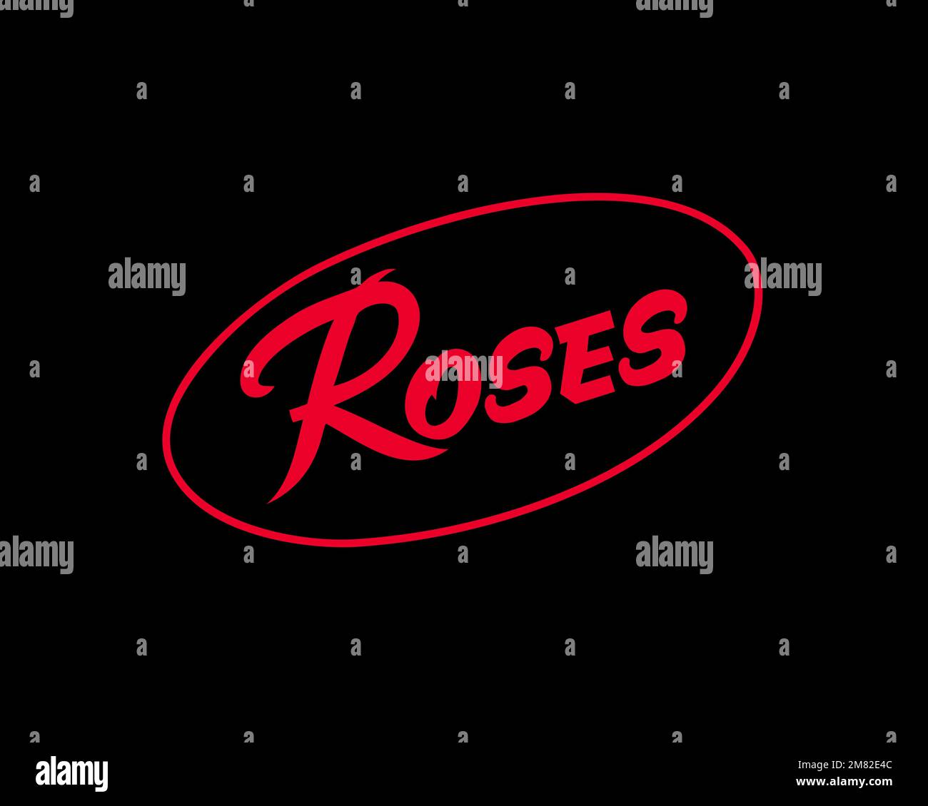 Roses store, rotated logo, black background Stock Photo - Alamy