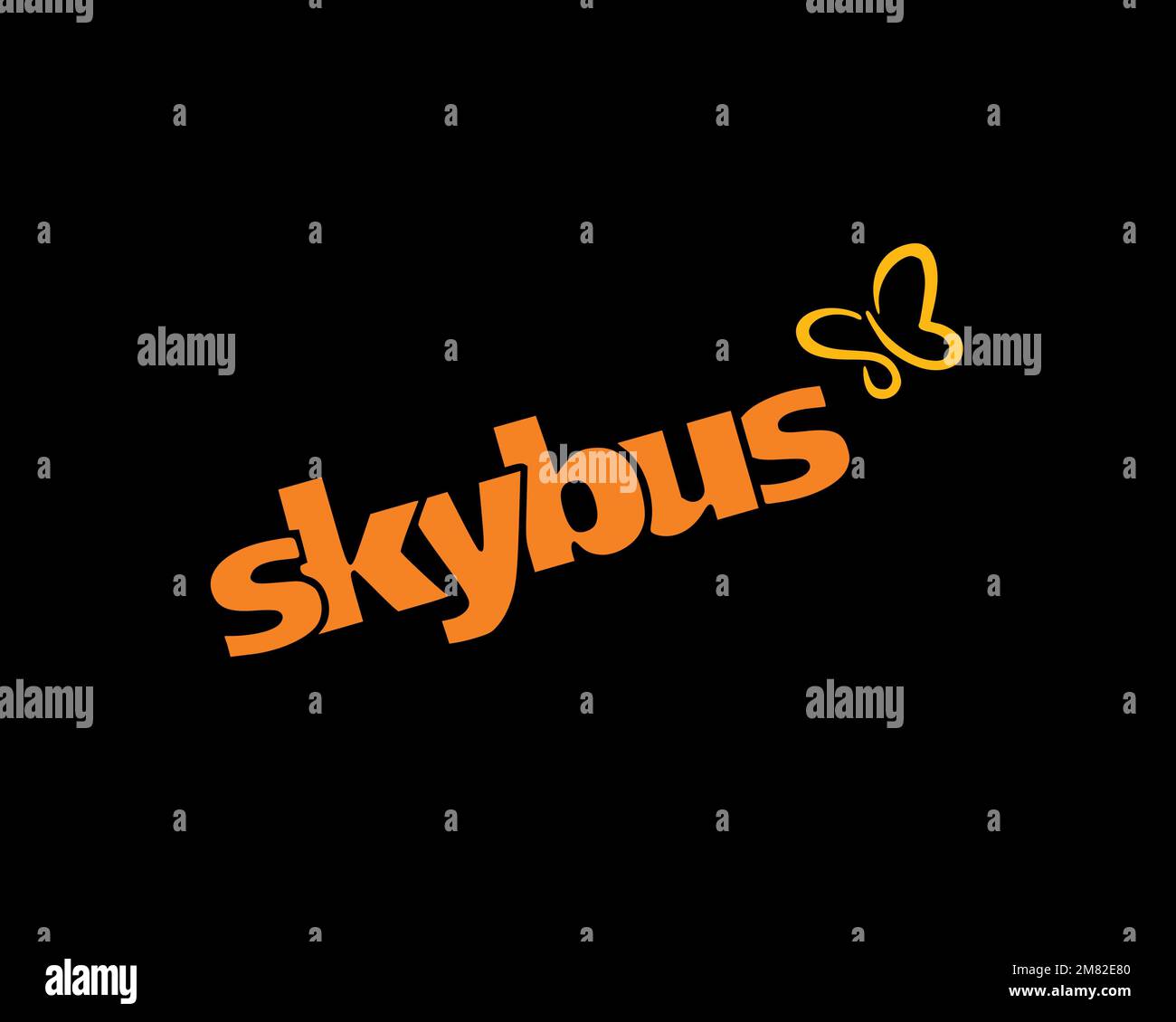 Skybus Airline, rotated logo, black background Stock Photo - Alamy