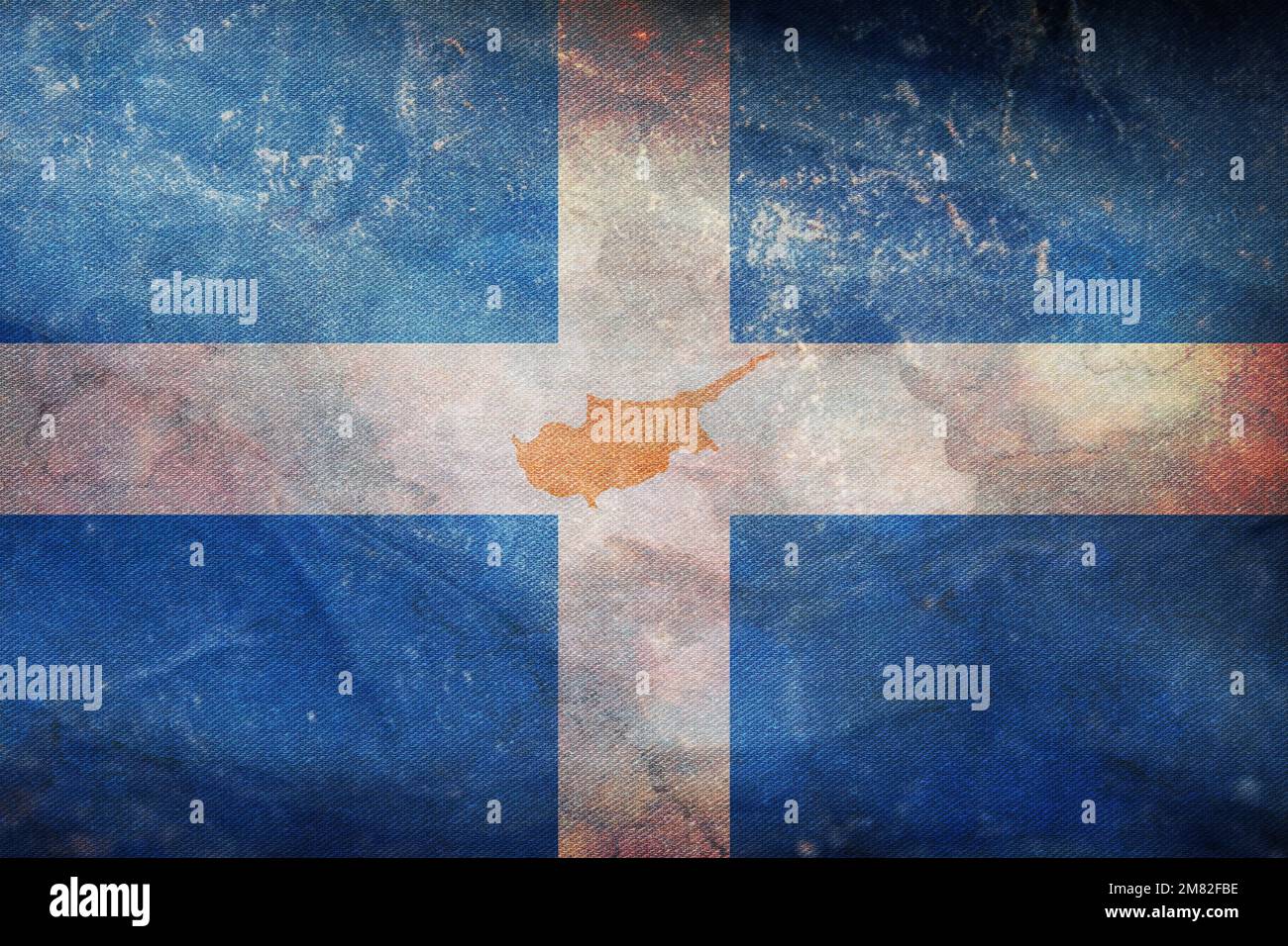 retro flag of Hellenic peoples Greek Cypriots with grunge texture. flag ...