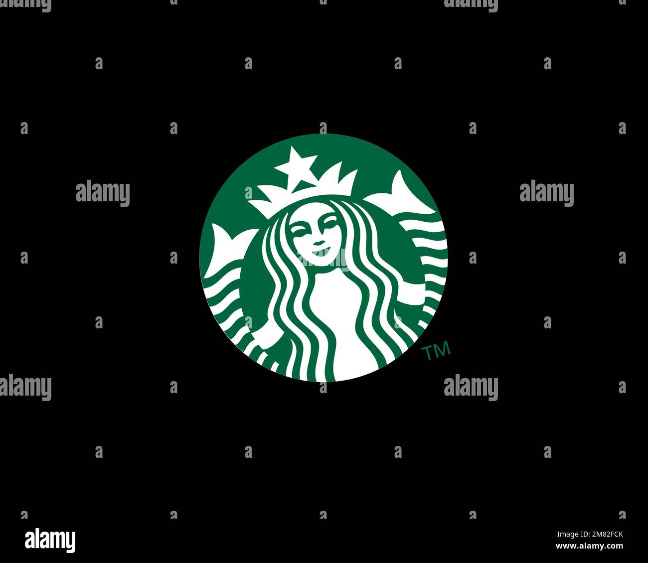 Starbucks, rotated logo, black background Stock Photo - Alamy