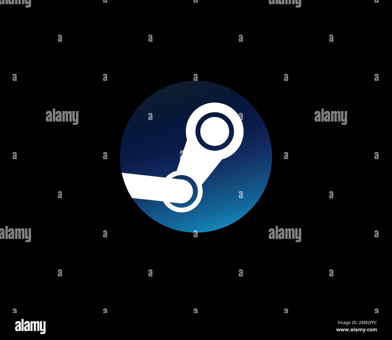 Steam service, rotated logo, black background Stock Photo - Alamy