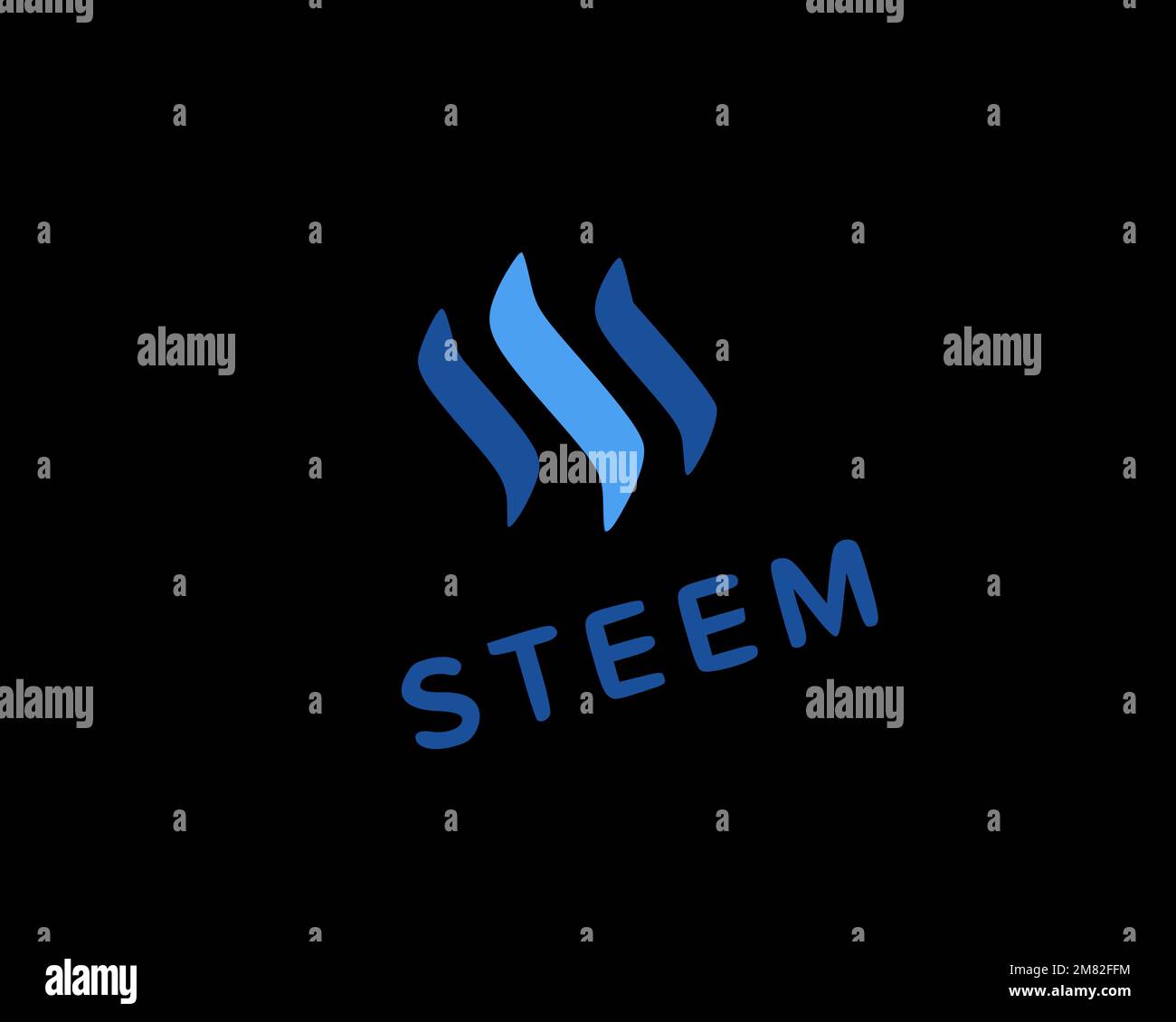 Steem, rotated logo, black background Stock Photo - Alamy