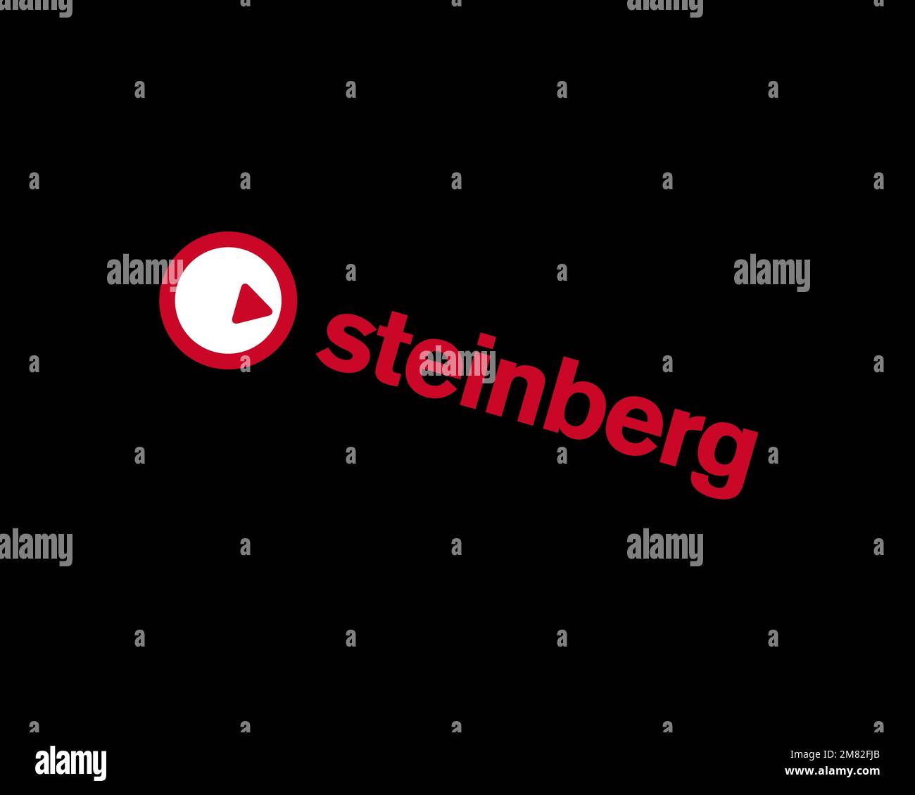 Steinberg, rotated logo, black background B Stock Photo - Alamy