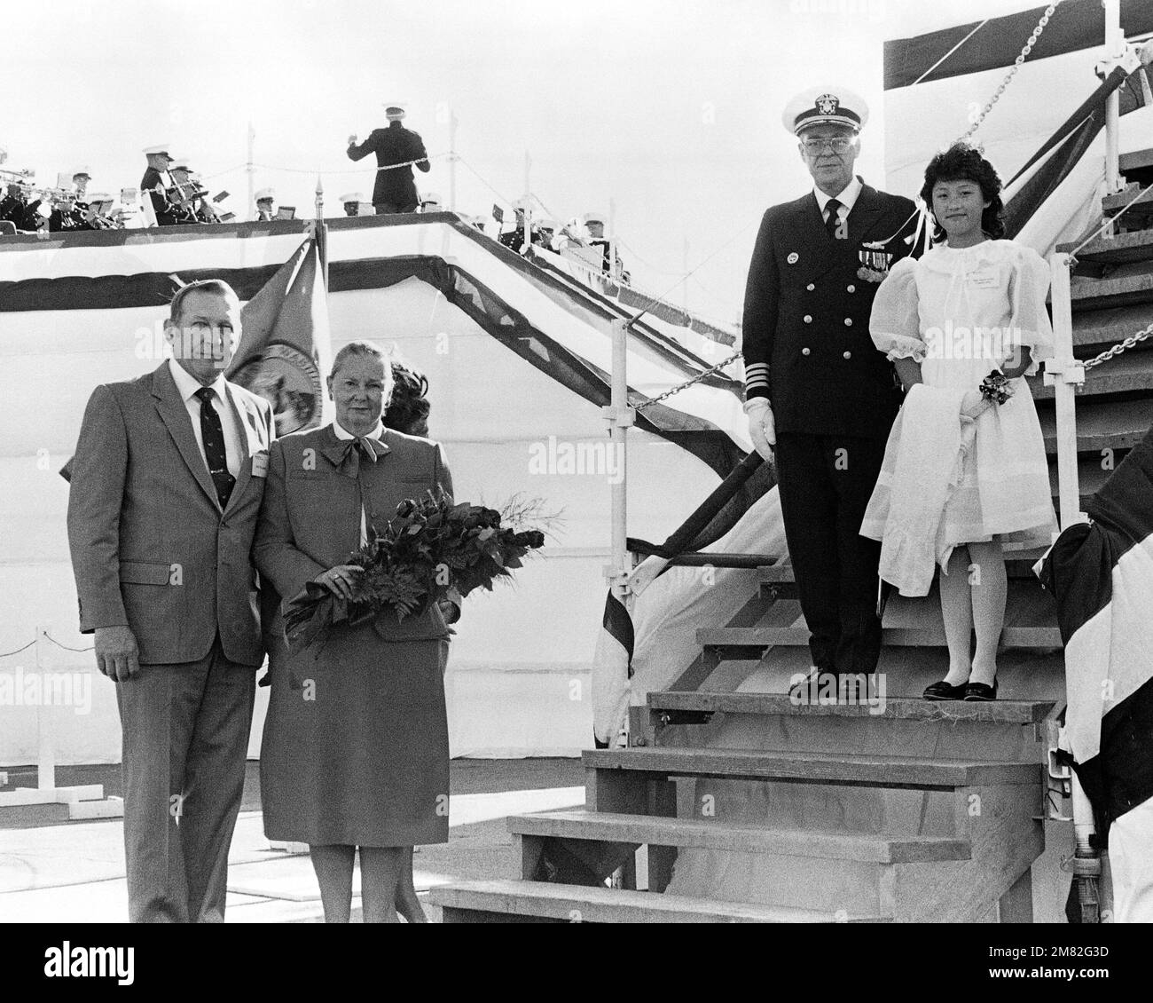 Attending the launching ceremony for the dock landing ship USS ...