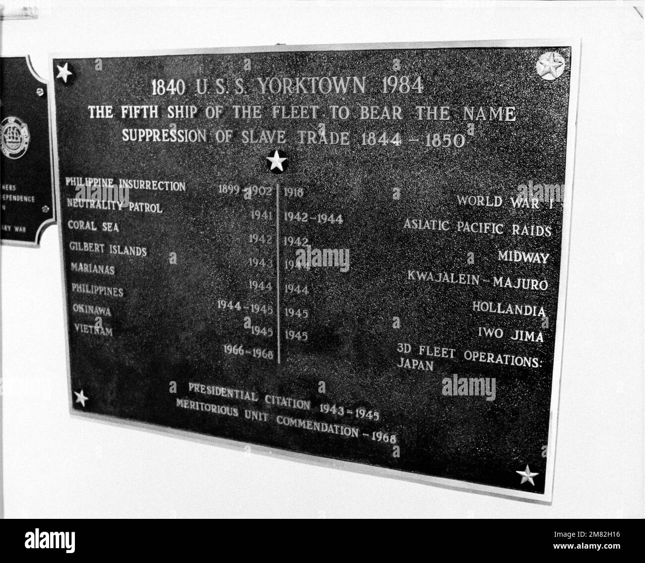 The historical data plaque for the Ticonderoga class Aegis guided ...