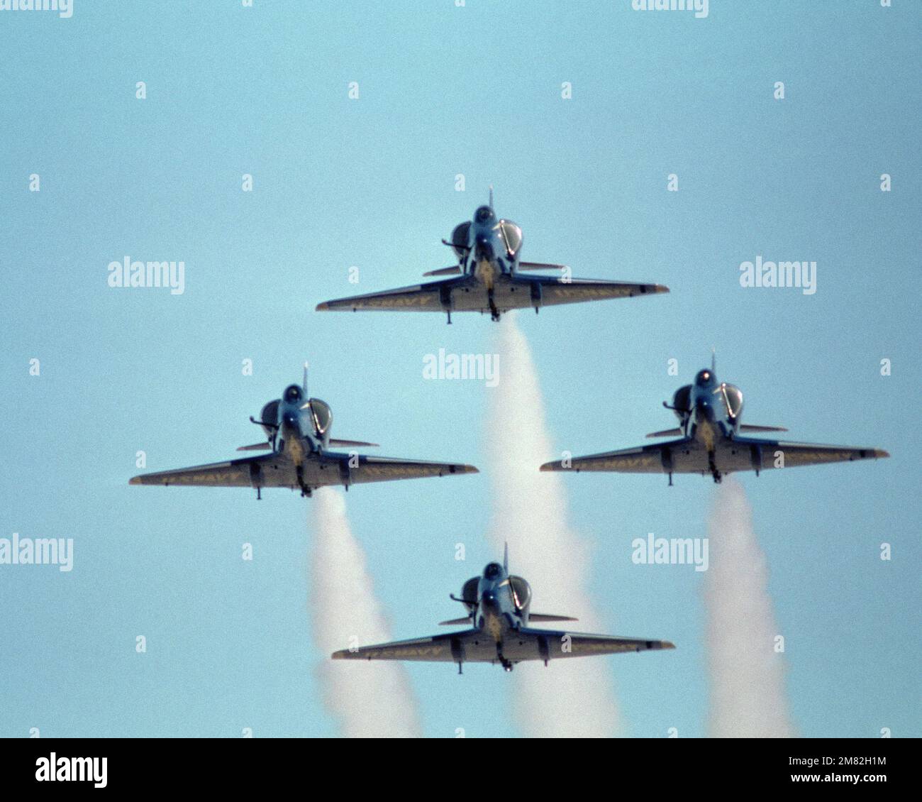 An air-to-air front view of an A-4F Skyhawk aircraft assigned to the ...