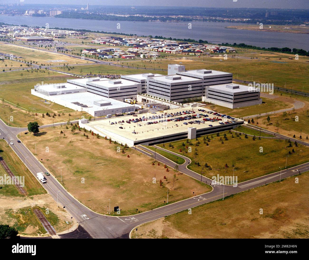 An aerial view of the Defense Intelligence Analysis Center building ...