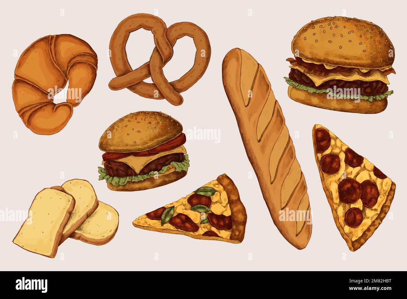 Vintage baked bread collection vector Stock Vector Image & Art - Alamy