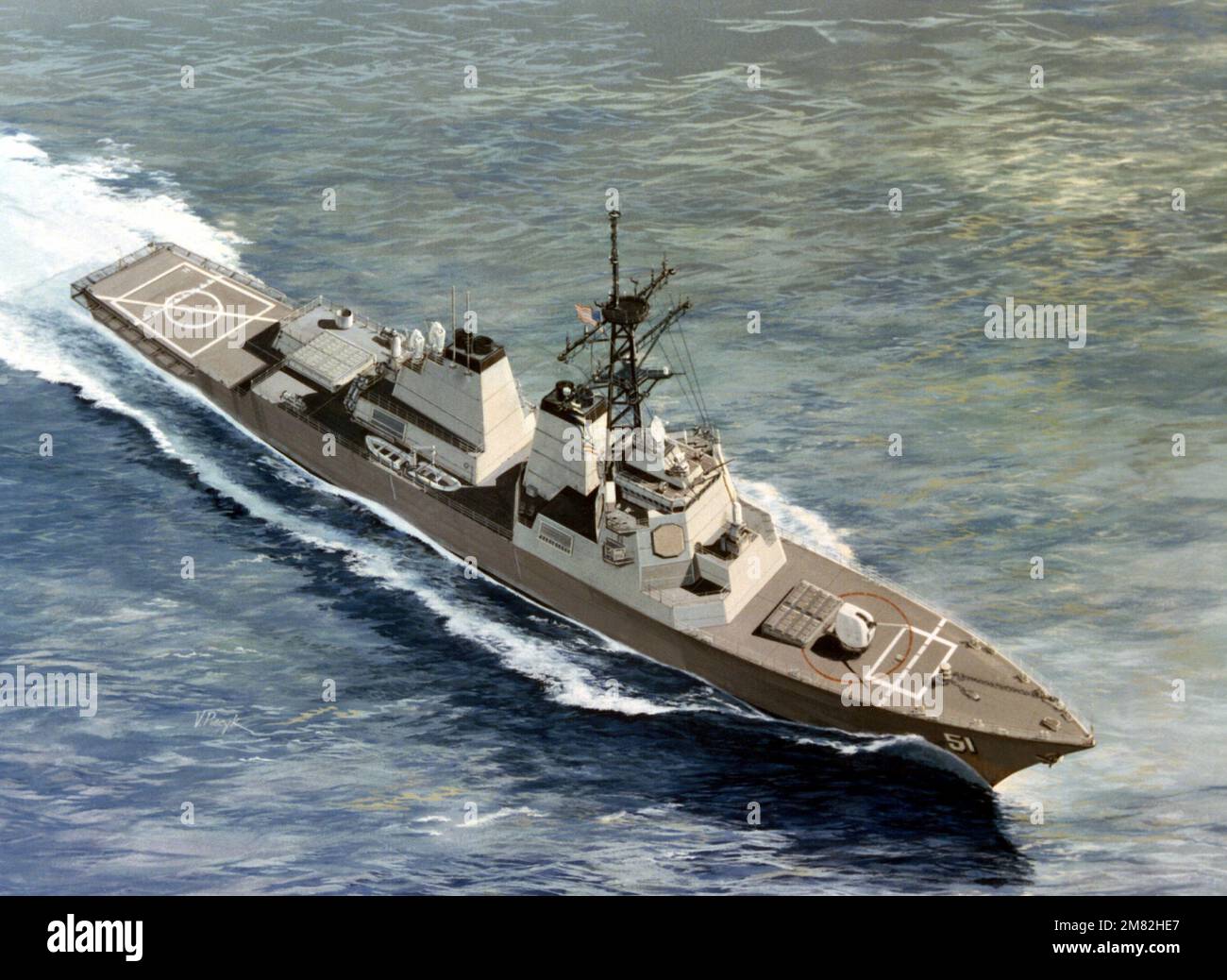 An artist's concept, by Vincent Piecyk, of an ARLEIGH BURKE Class ...