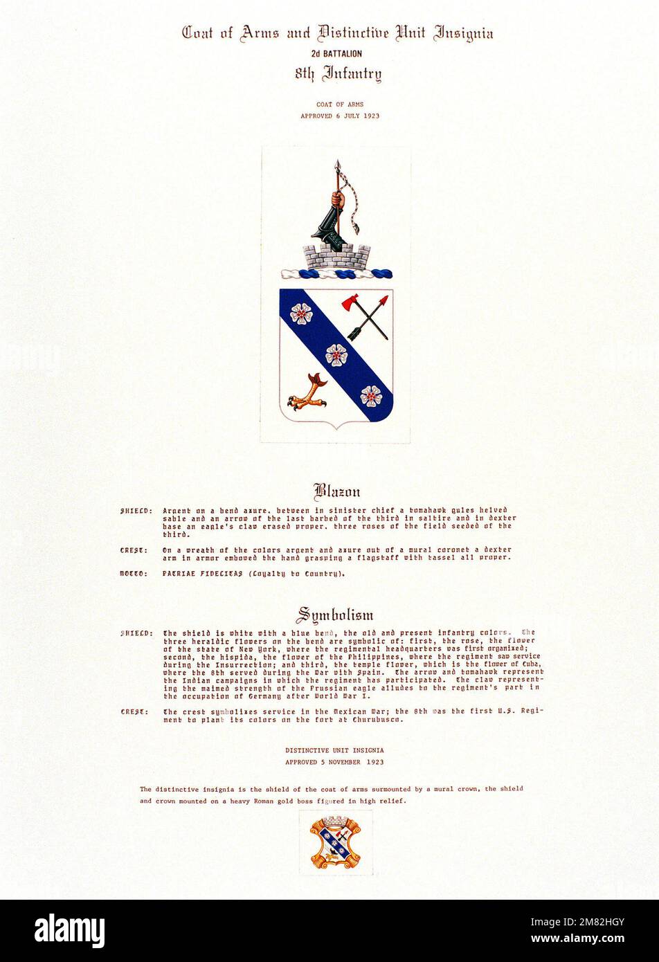Coat of arms and distinctive unit insignia for: 2nd Battalion, 8th ...