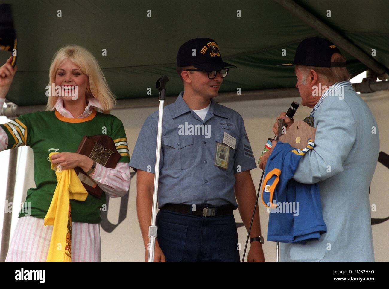 Bob Hope talks with a sailor during a 30-minute show with actress Ann ...