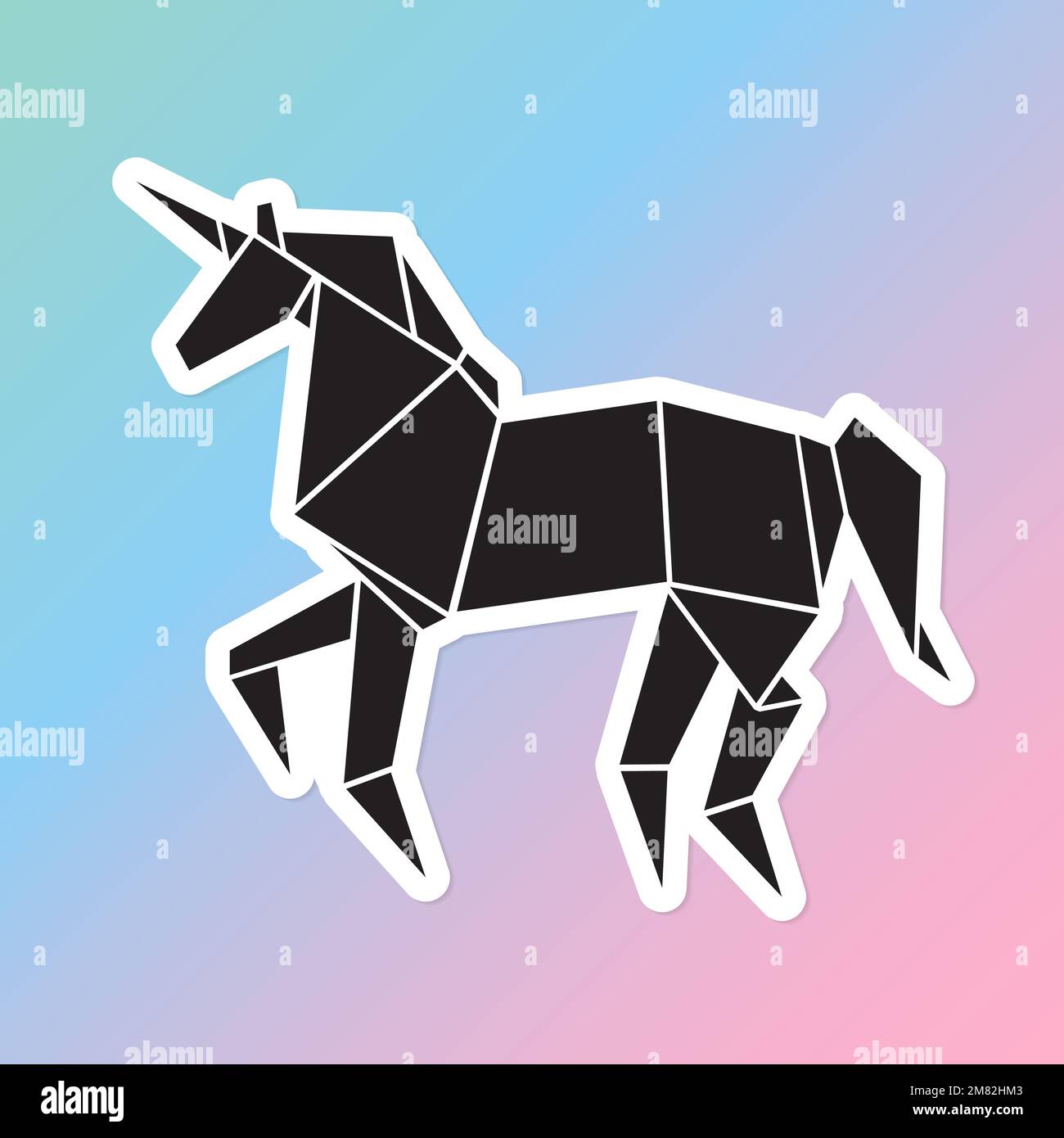 Unicorn origami paper polygon sticker vector Stock Vector Image & Art ...