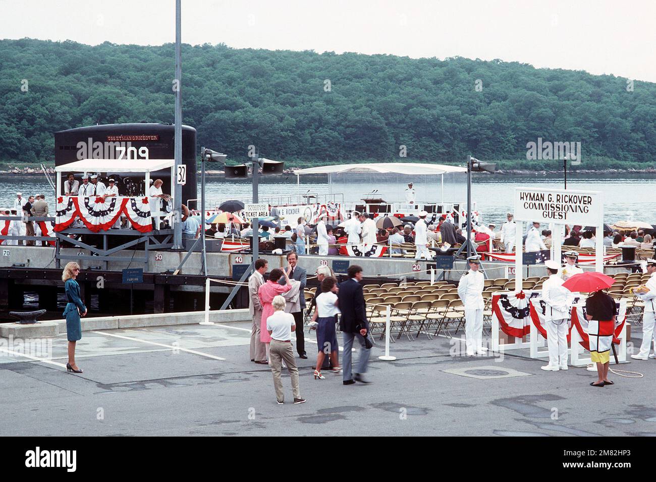 An overall view of the commissioning ceremony for the nuclear-powered ...