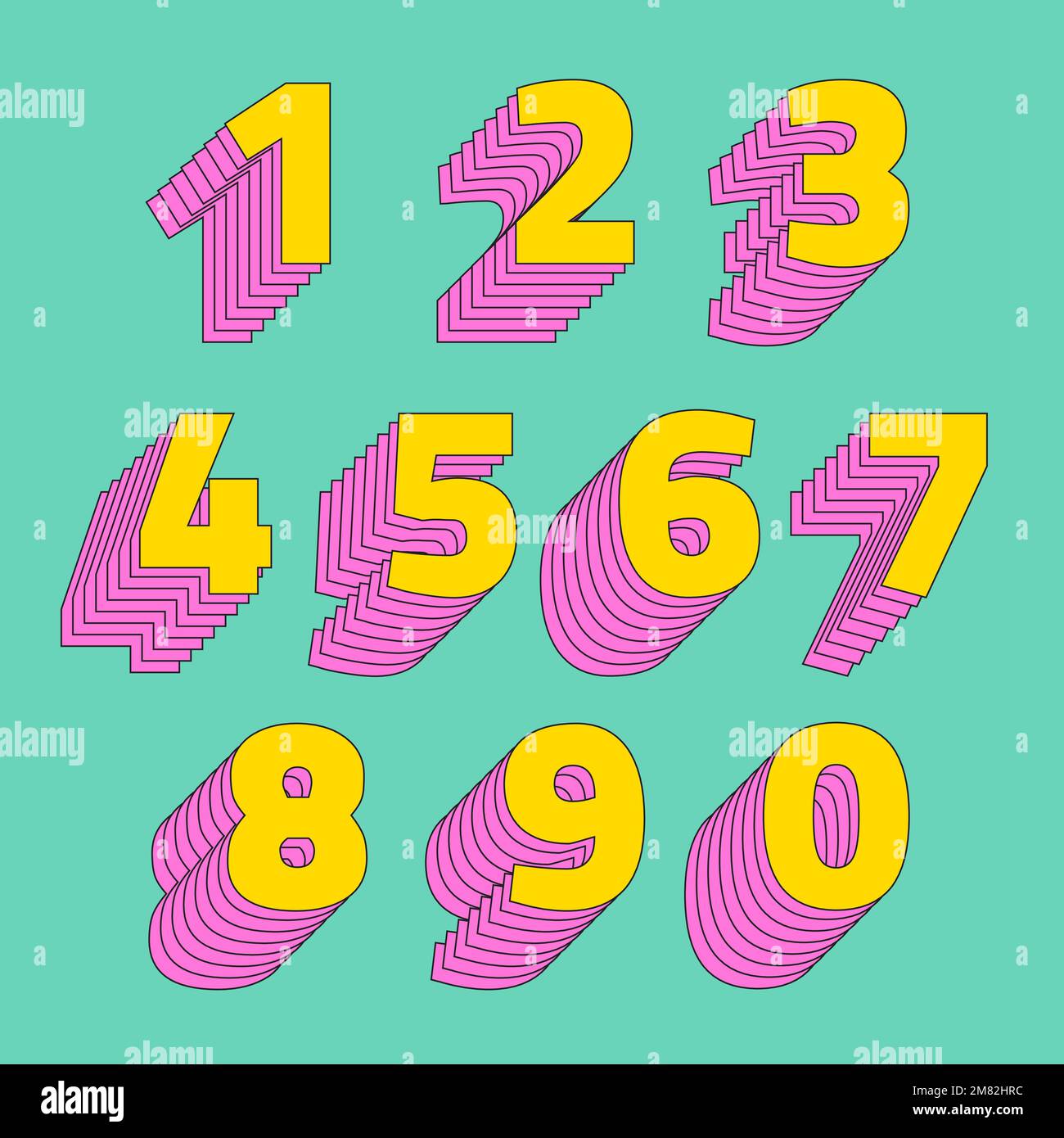 Number set 3d stylized vector typeface Stock Vector Image & Art - Alamy