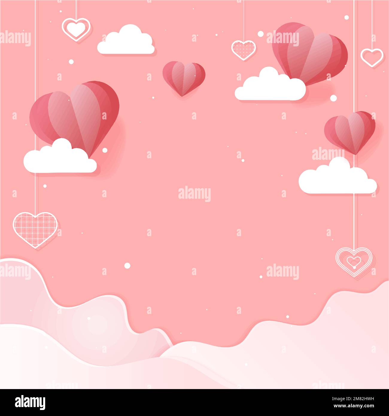 Vector dangling hearts cloud wave pink background Stock Vector Image ...