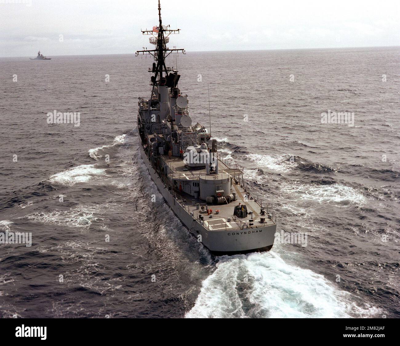 A port quarter view of the guided missile destroyer USS CONYNGHAM (DDG ...