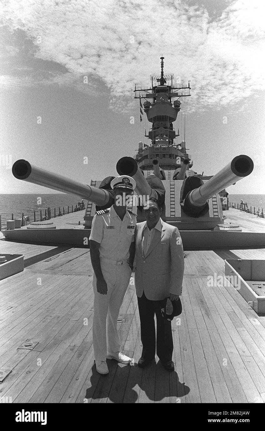 President Jose Napoleon Duarte of El Salvador stands on the forecastle ...