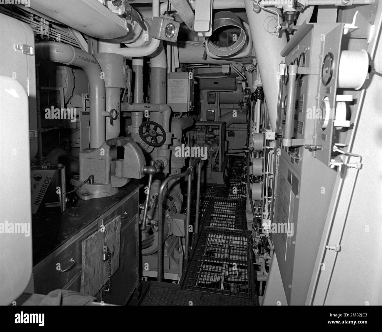 The upper level auxiliary machinery room No. 2 aboard the guided ...